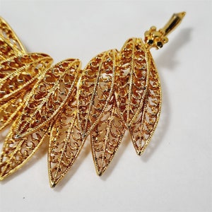 Vintage PIM Piscitelli Gold Tone Filigree Leaf Pin Brooch - Etsy