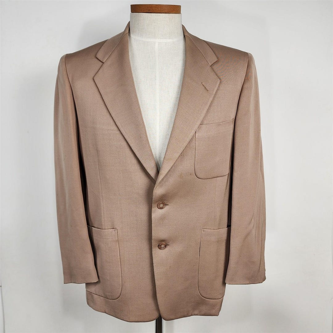 Vintage 1950s Gab Jacket Timely Clothes Plateau Mens Tan Suit Coat ...