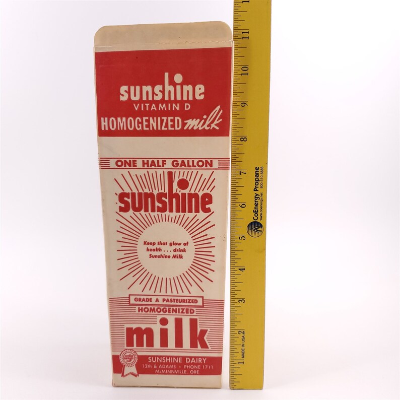 Waxed Milk Carton Un-used Sunshine Dairy Sunshine Mcminnville - Etsy