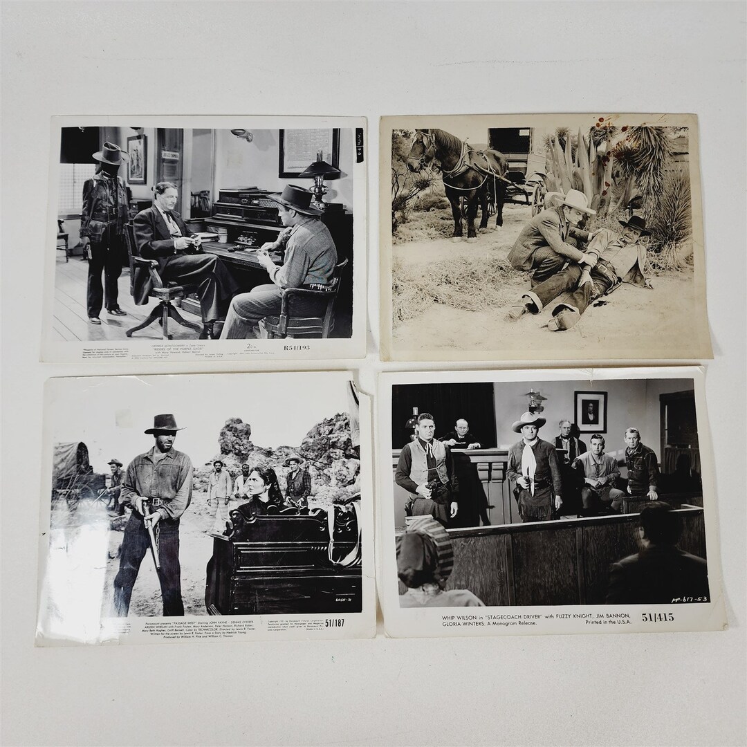4 Vintage Movie Promo Pictures Westerns Stagecoach Passage West Riders ...
