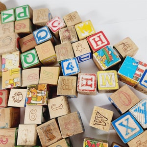 Lot of 150 Vintage Wood Toy Alphabet Letter Blocks Colorful - Etsy