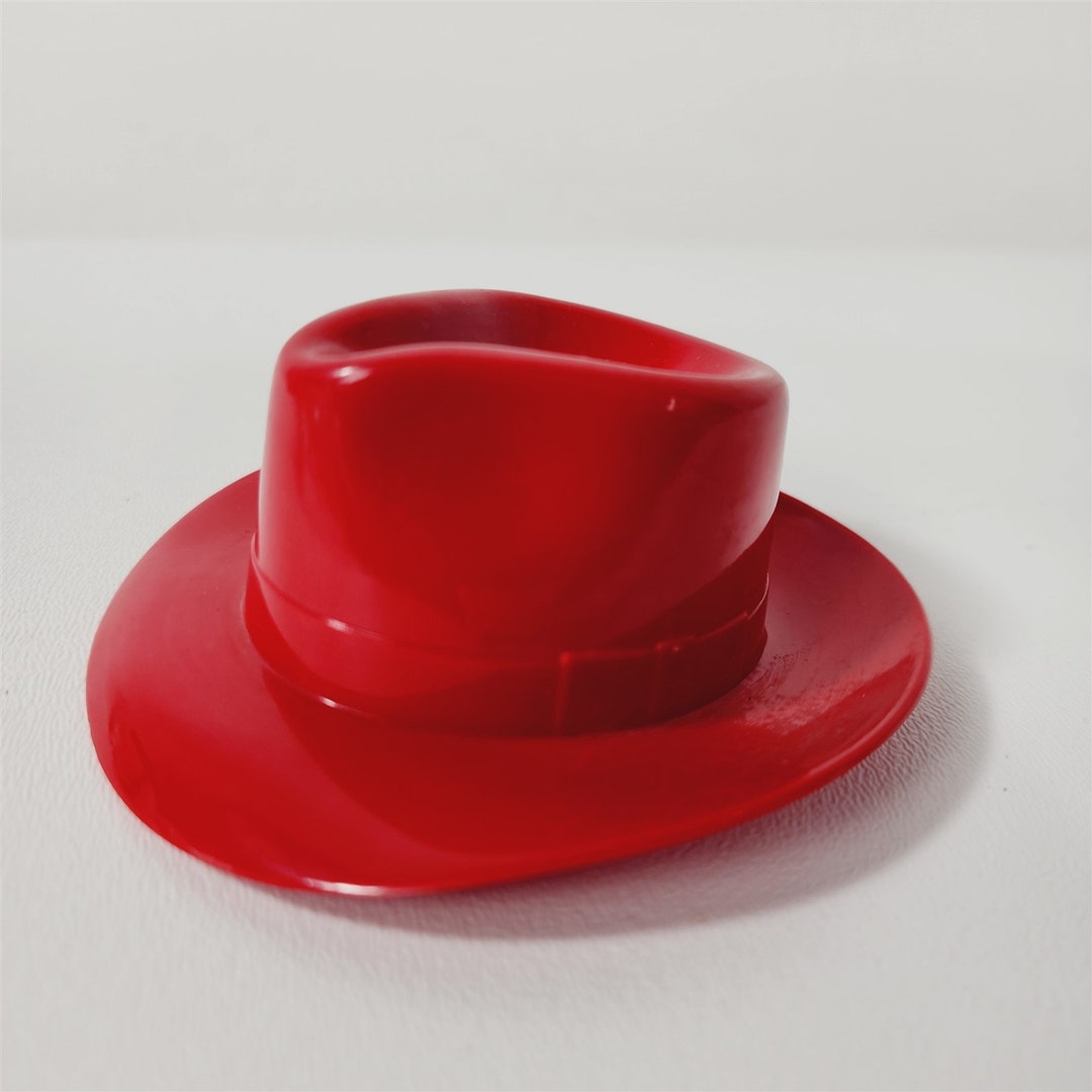 Vintage Red Plastic Stetson Mini Hat Fedora 3 3/4 - Etsy
