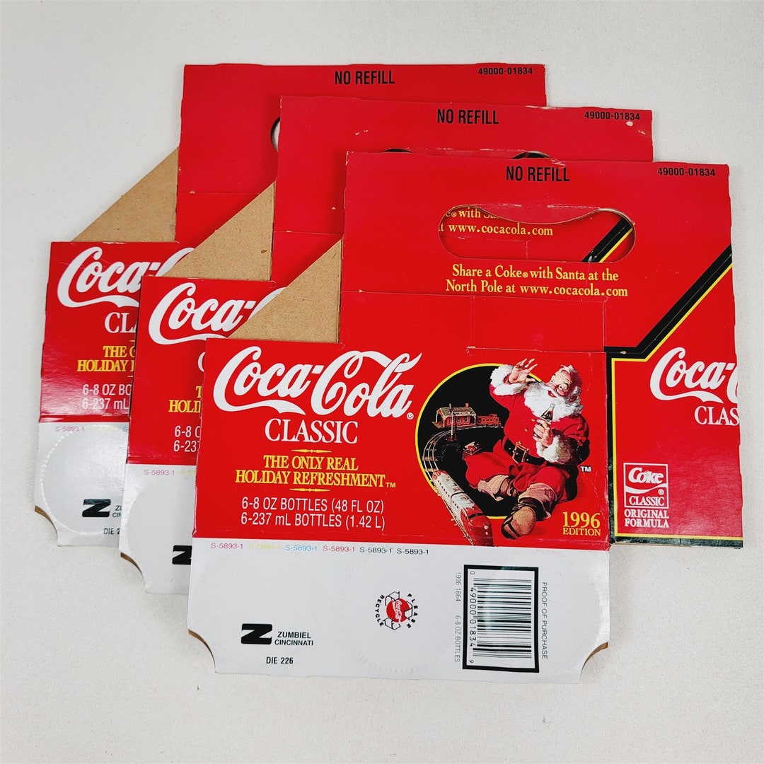 Vintage 1996 Cardboard Coca-cola Classic Bottle Carriers - Etsy