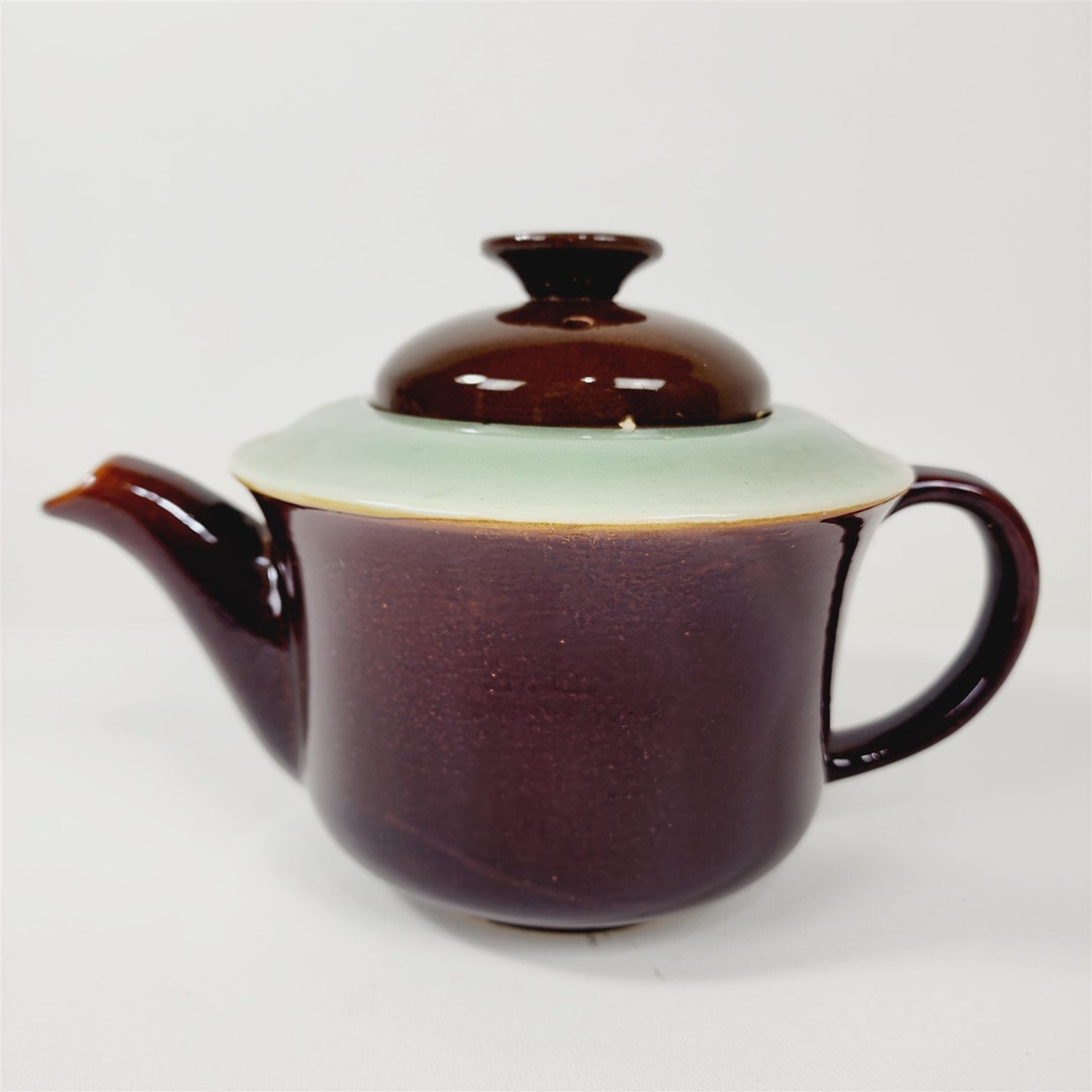 Vintage Red Wing Pottery Village Brown Green Teapot - 6 3/8" - Etsy