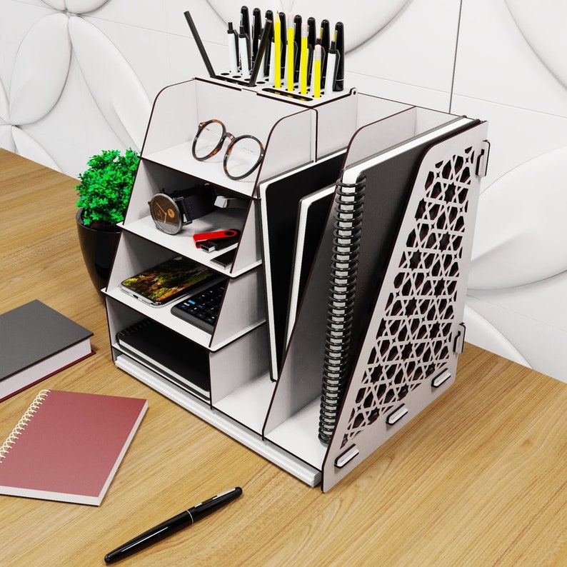 Wooden Desk Organizer With for Stationary Home Office Supply - Etsy