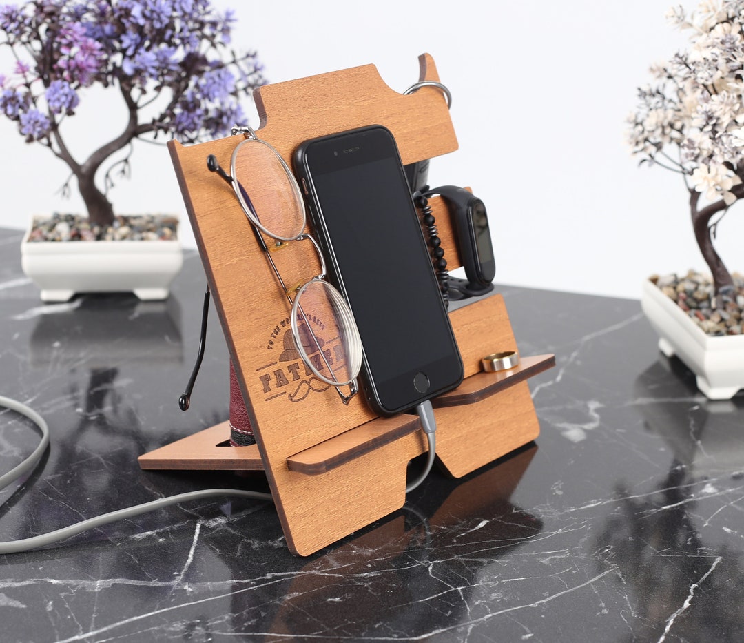Personalized Wood Phone Docking Station, Desk Organizer - Etsy