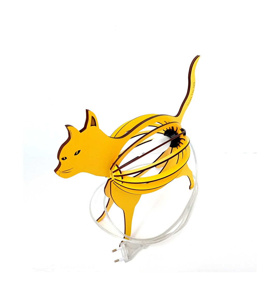 DIY Cat Lamp, Laser Cut Wooden Puzzle, Children's Room Decor - Etsy