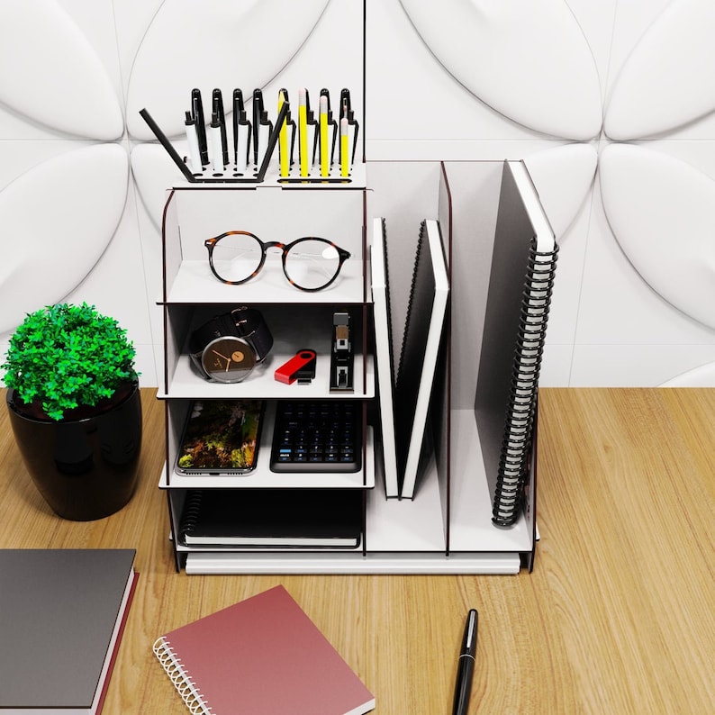Wooden Desk Organizer With for Stationary Home Office Supply - Etsy