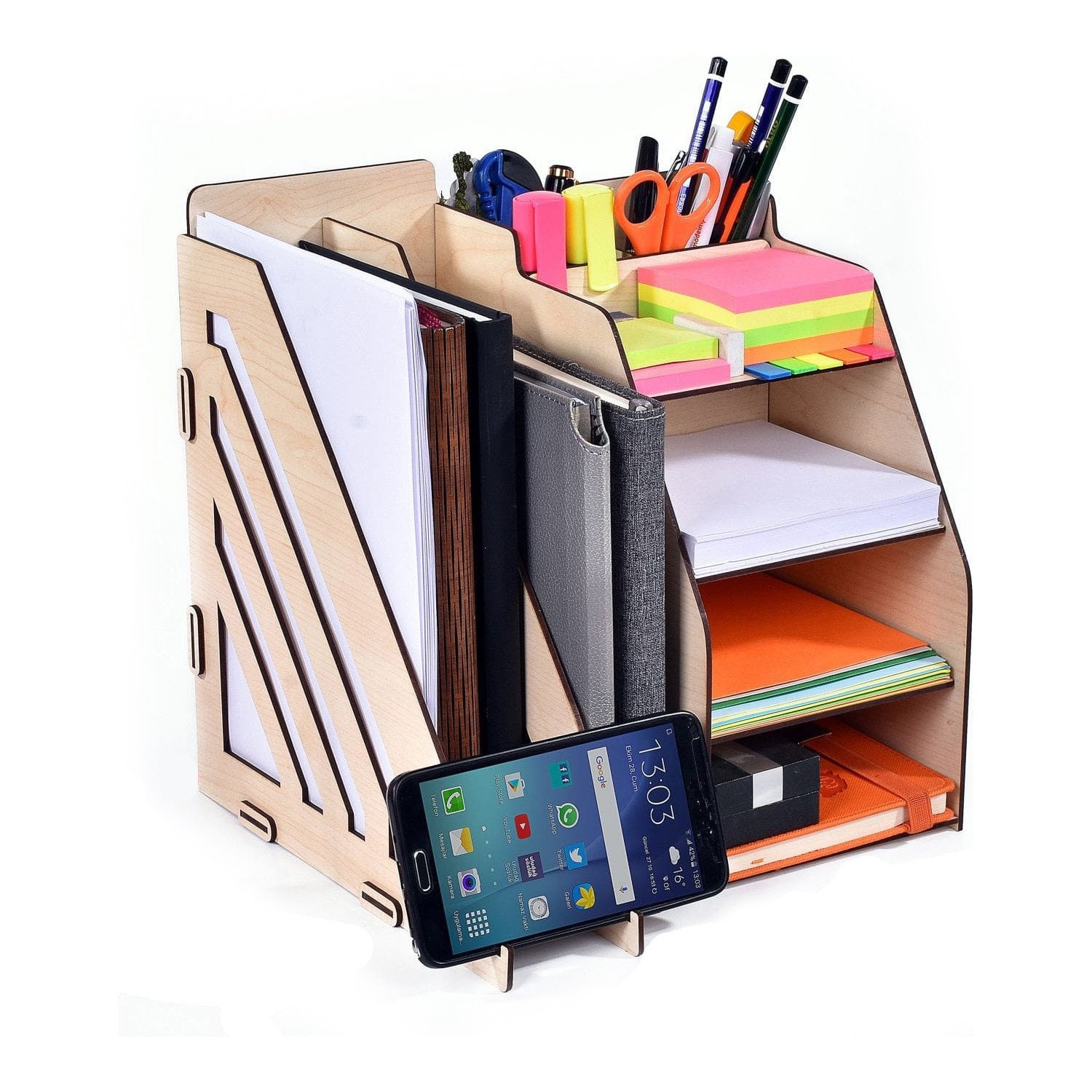 Wooden Desk Organizer With for Stationary Home Office Supply | Etsy