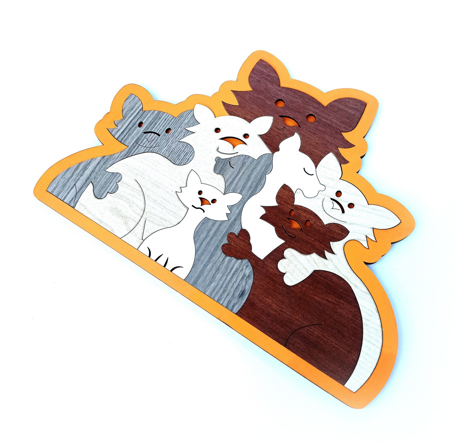 Wooden Jigsaw Puzzles for Kids cat Family the - Etsy