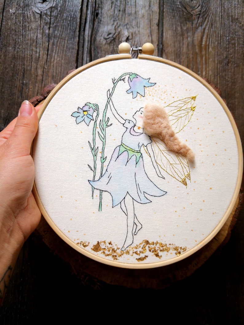 Flower Fairy Embroidery Hoop Art, Flowers Embroidery, Woodland Nursery ...