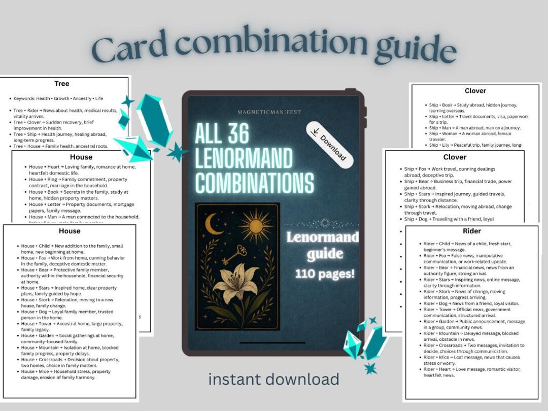 Lenormand Card Combinations Guide: Cheat Sheet (PDF Download) - Etsy