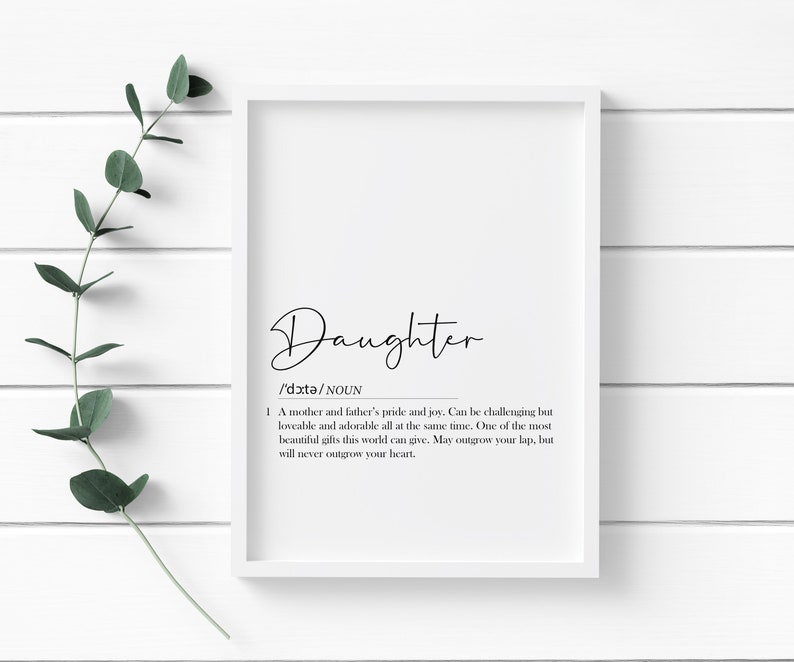 Daughter Script Text Definition Print, Statement Poster, Printed Onto ...
