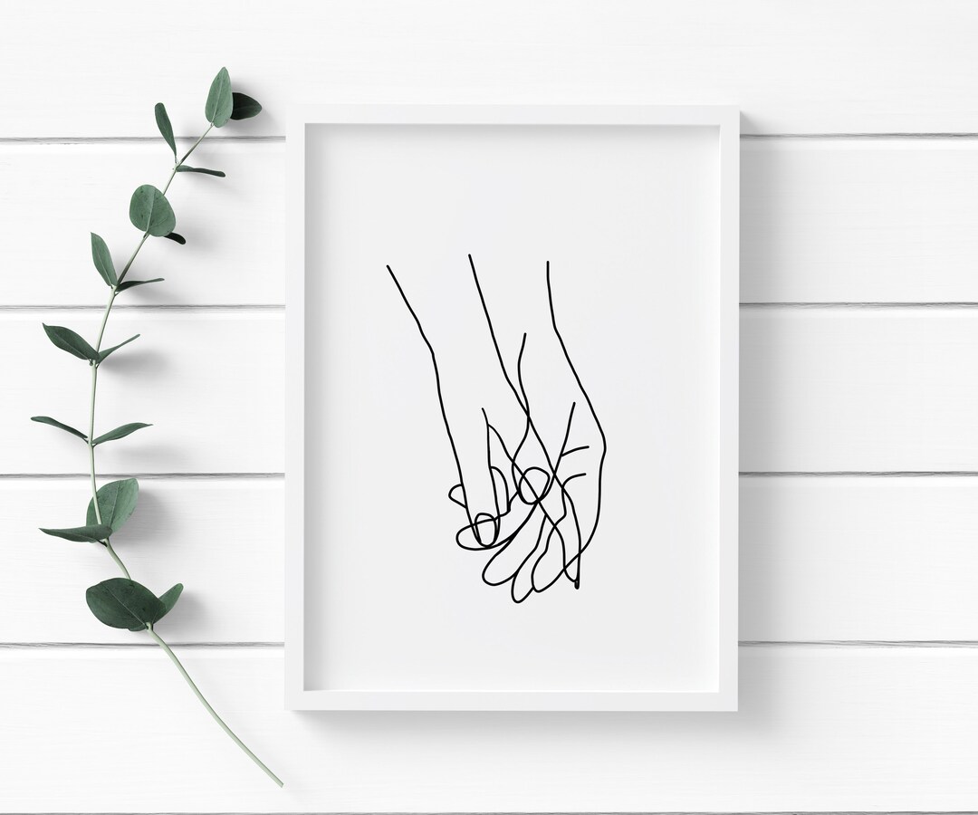 Holding Hands Line Drawing Print Digitally Hand Drawn - Etsy UK