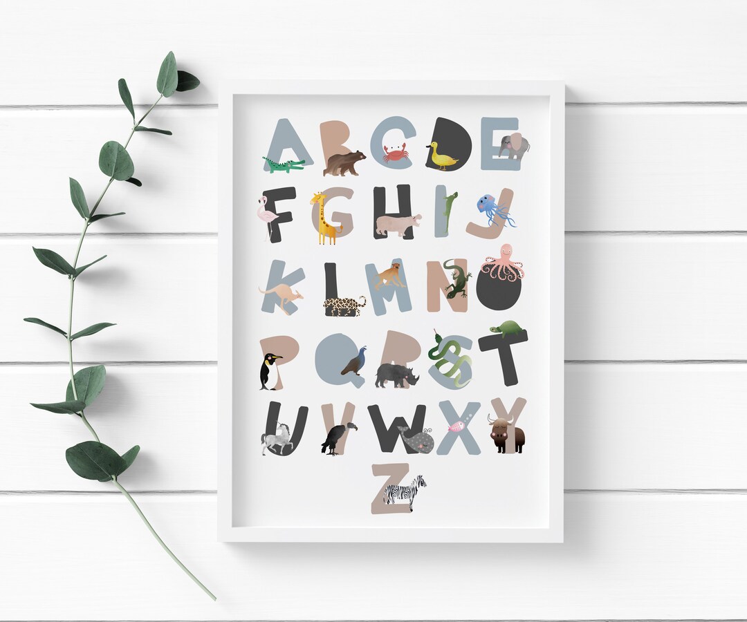 Alphabet Animal Print A4-A3 Available Neutral Watercolour - Etsy