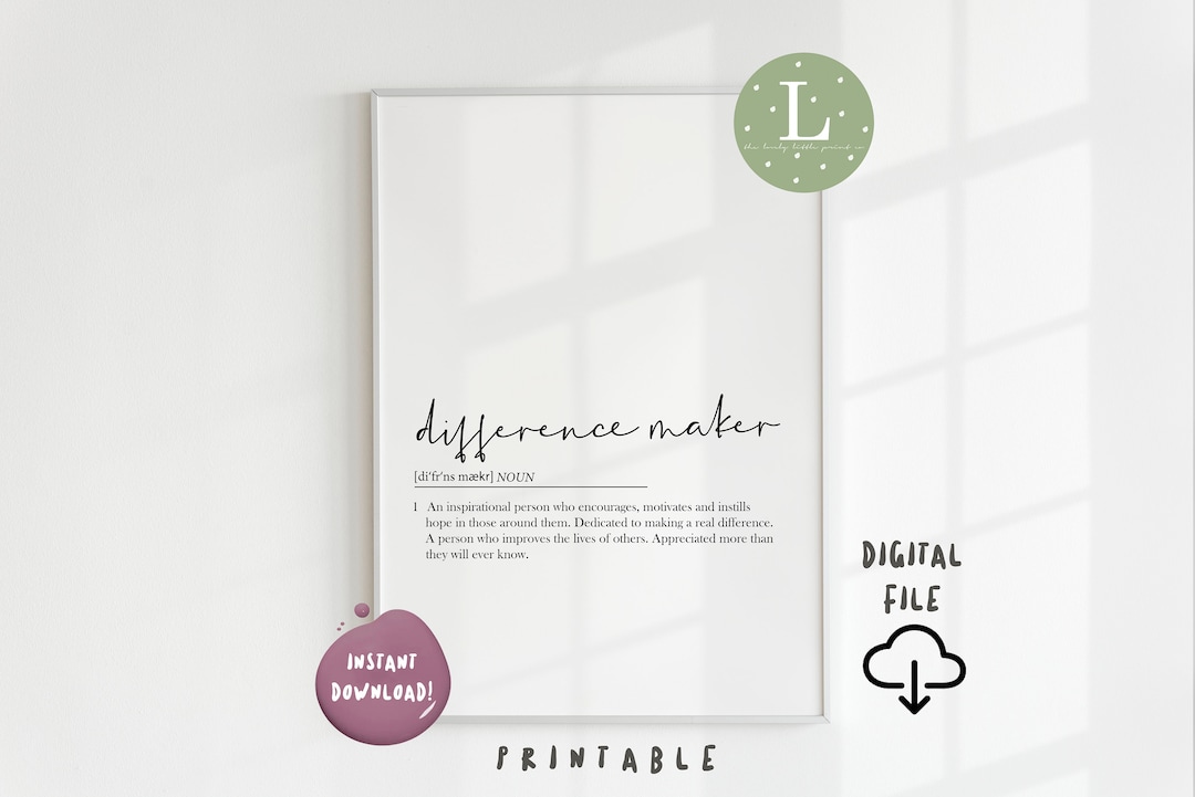 Difference Maker Definition Print, Difference Maker Gift, Difference Maker Teacher, Teacher ...