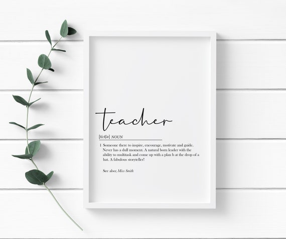 Teacher Definition Print Teacher Gifts Thank You Teacher - Etsy