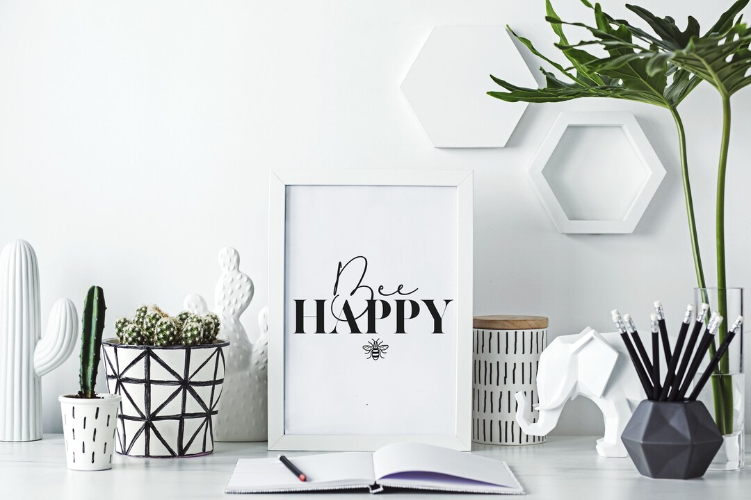 Bee Happy Print, Be Happy Positive, Be Happy Quotes, Be Happy Prints ...