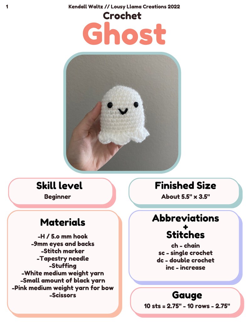 PATTERN Crochet Ghost Beginner Easy Halloween Decoration - Etsy