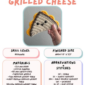 PATTERN and VIDEO Beginner Crochet Grilled Cheese Sandwich Food Crochet ...