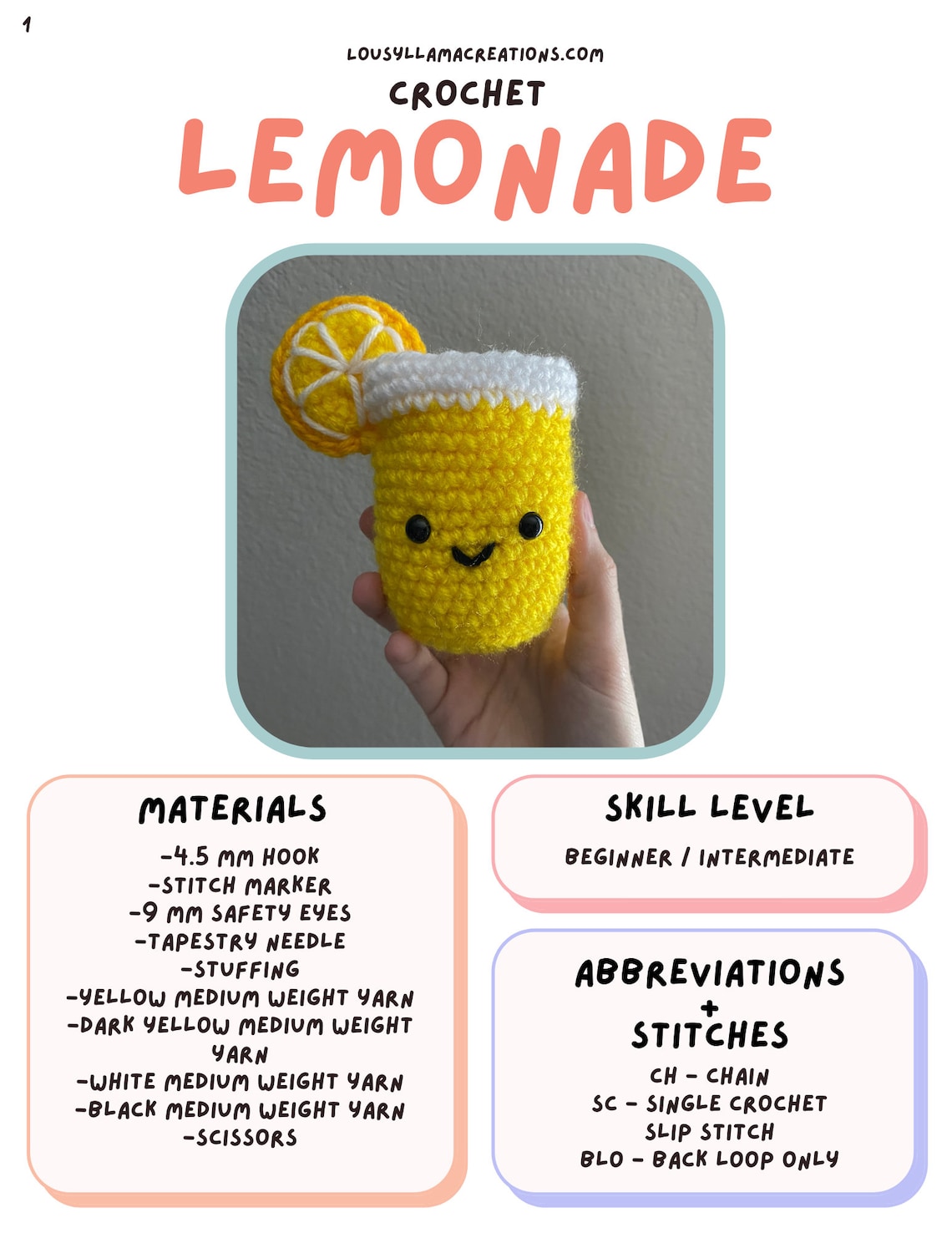 PATTERN Crochet Lemonade Glass Pattern - Etsy