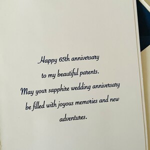 Sapphire Anniversary Card|65th Anniversary|parents - Etsy