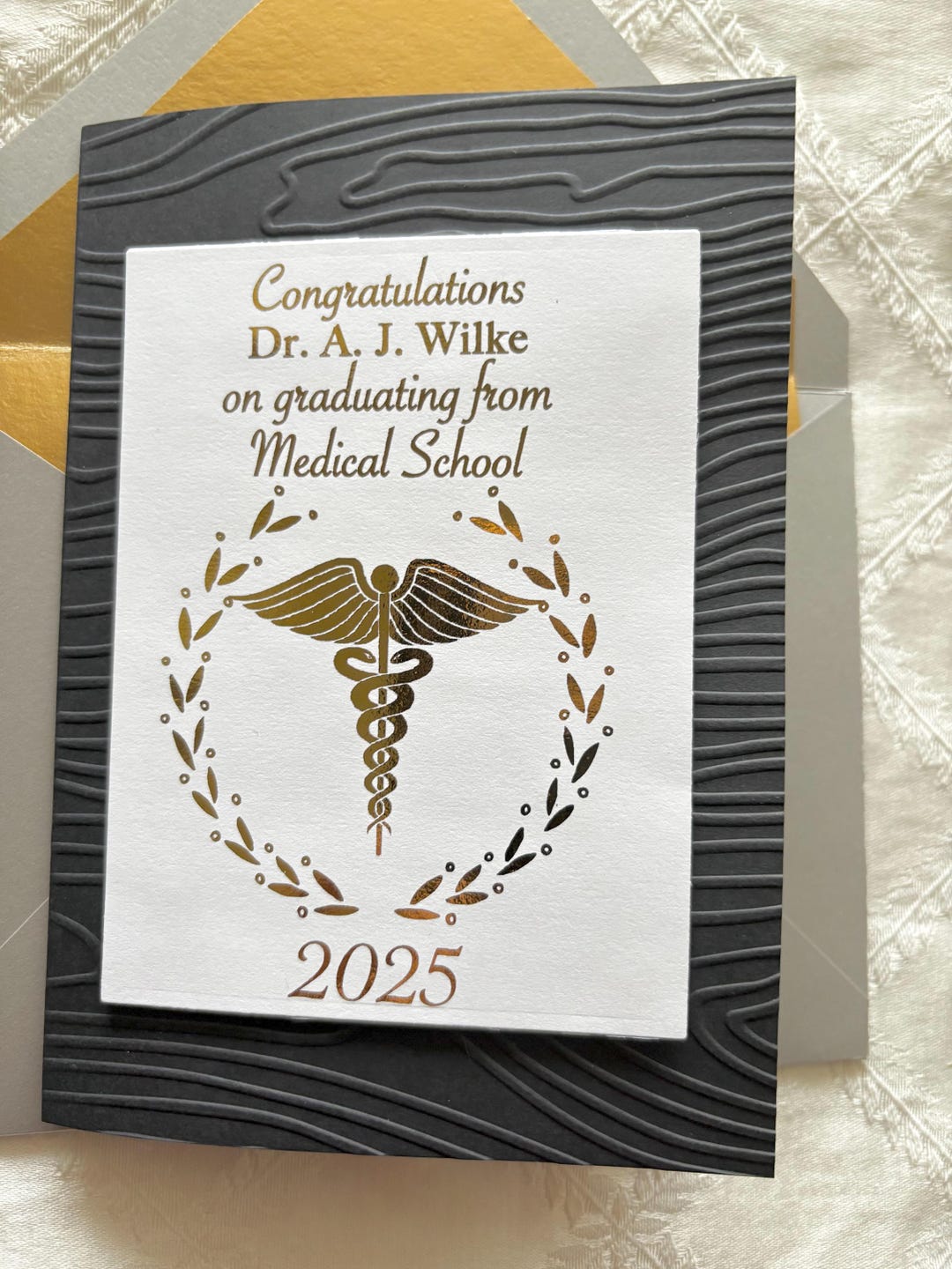 Medical Doctor Graduation Card | Rose Gold Foil Laurel Wreath - Etsy