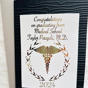 Medical Doctor Graduation Card | Rose Gold Foil Laurel Wreath - Etsy