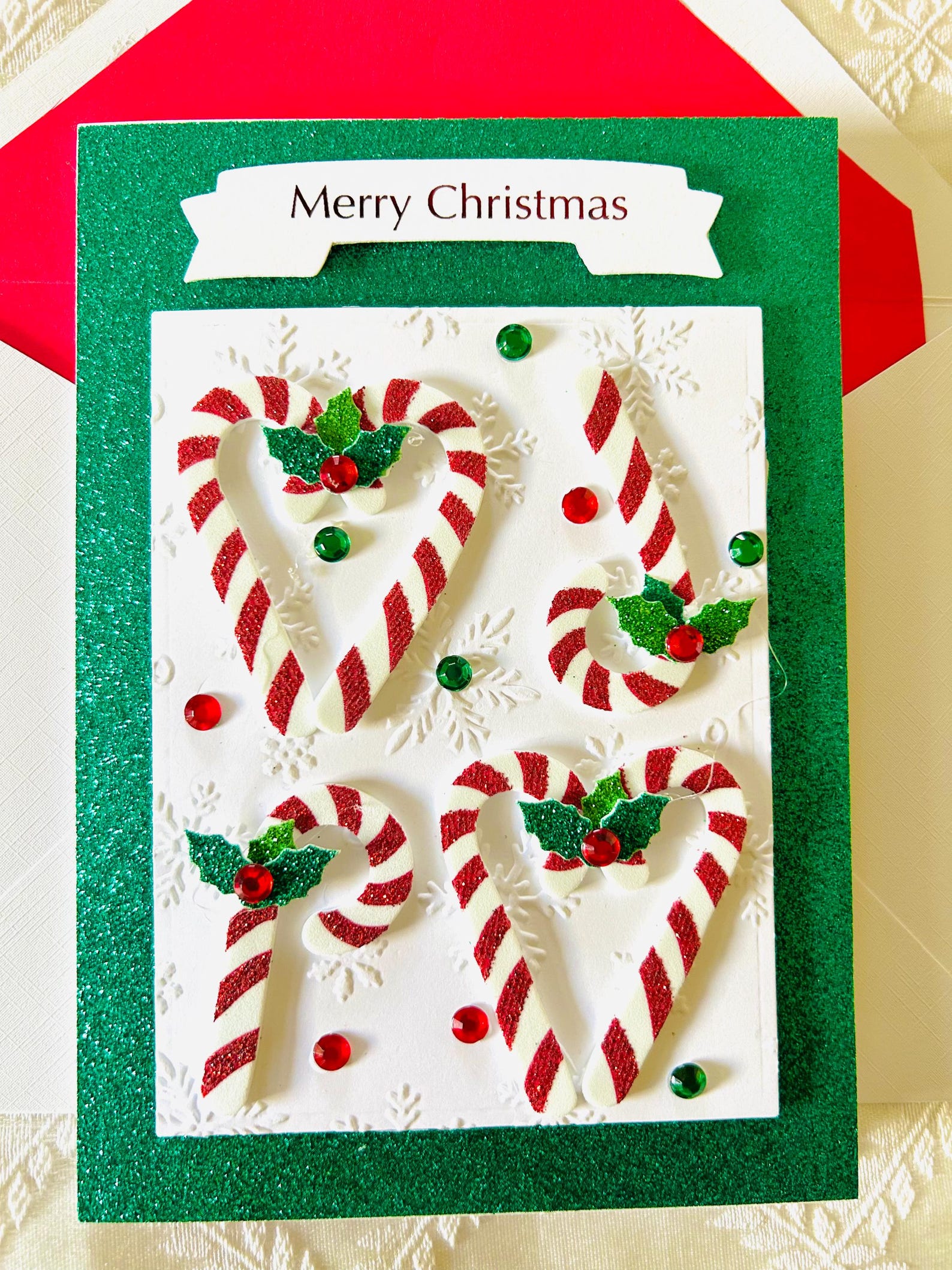 Festive Candy Cane Christmas Card - Etsy