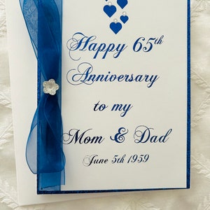 Sapphire Anniversary Card|65th Anniversary|parents - Etsy