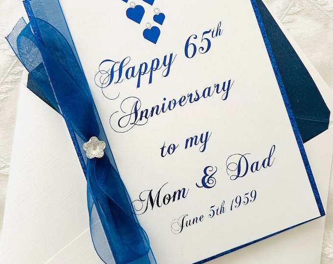 Sapphire Anniversary Card|65th Anniversary|parents - Etsy