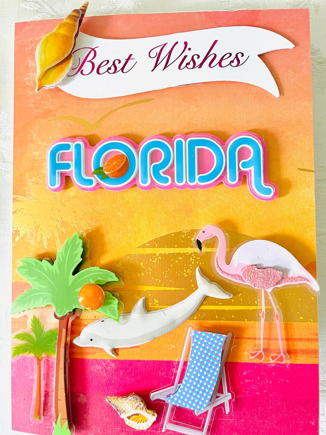 Florida Greeting Card | Handmade Embossed Foil | Birthday Bon Voyage ...