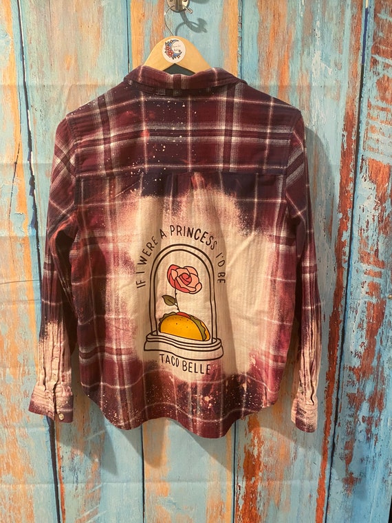Bleached Flannel Shirt Taco Belle Acid Wash Funny - Etsy