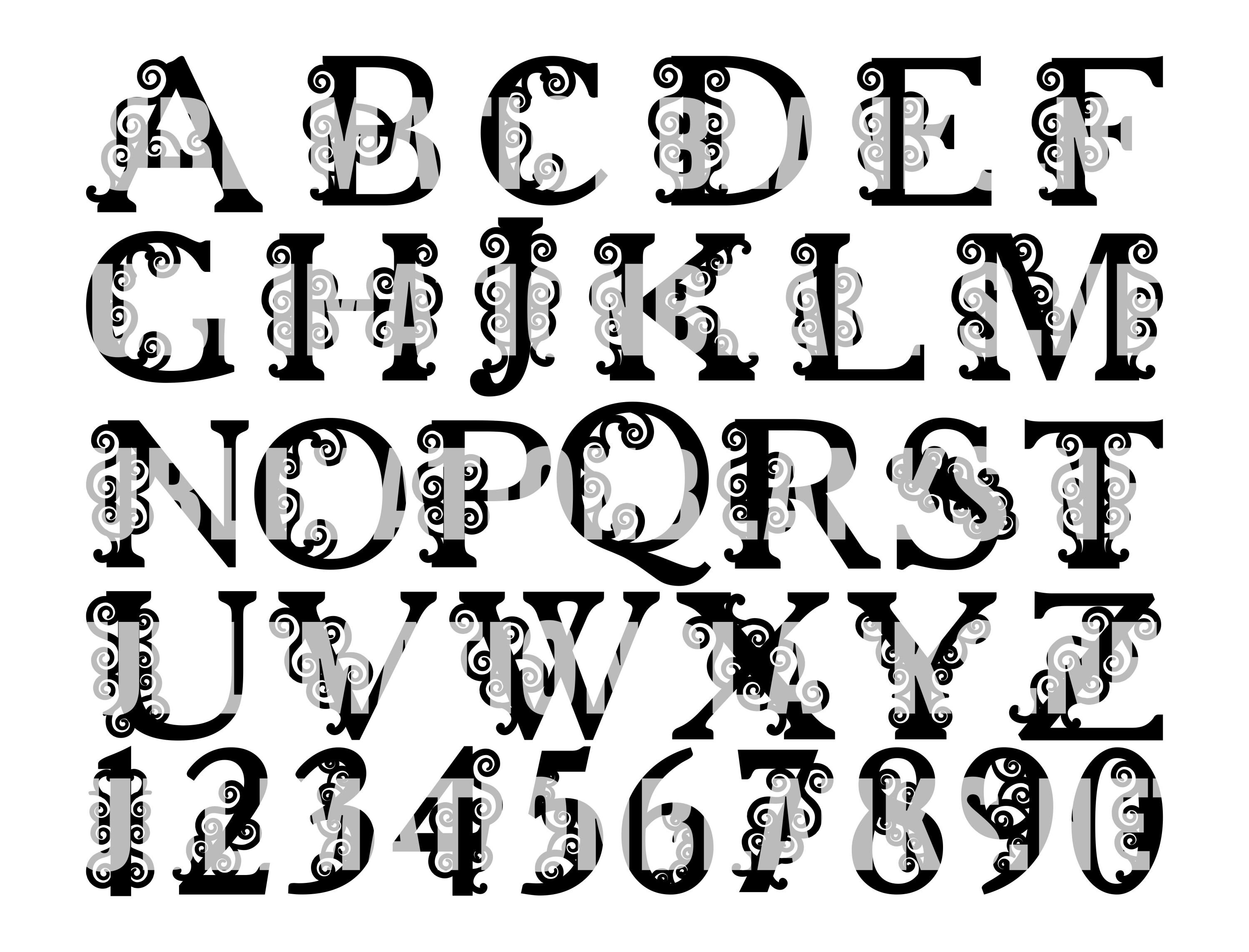 Swirl Letter Set Full Alphabet Digital Cut File SVG | Etsy
