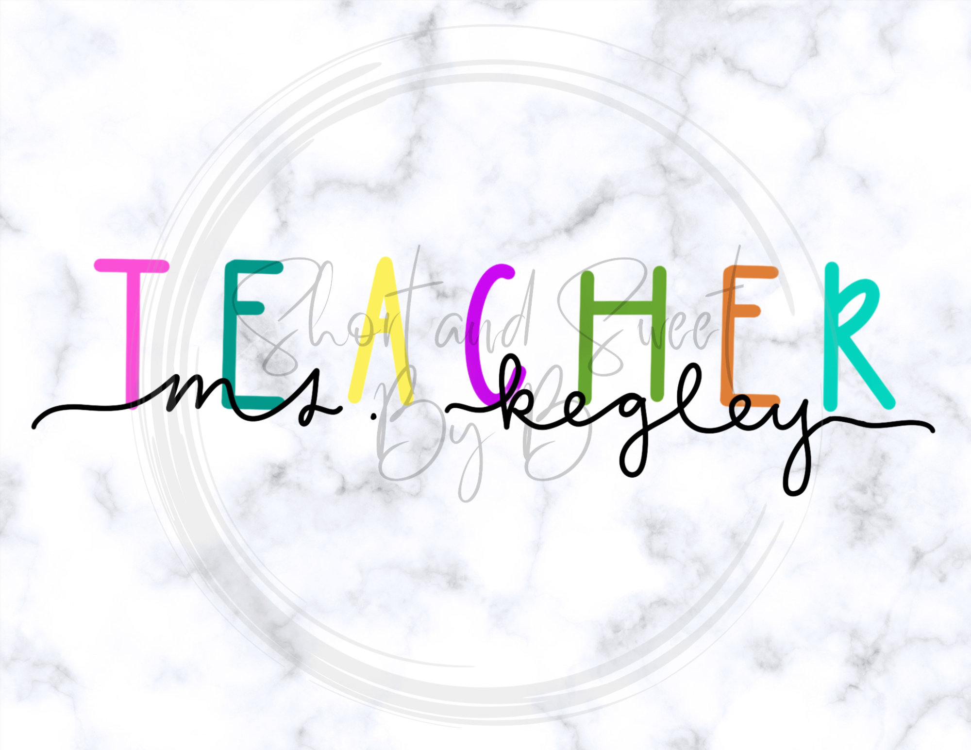 Custom Colorful Teacher PNG and PDF File for Sublimation - Etsy