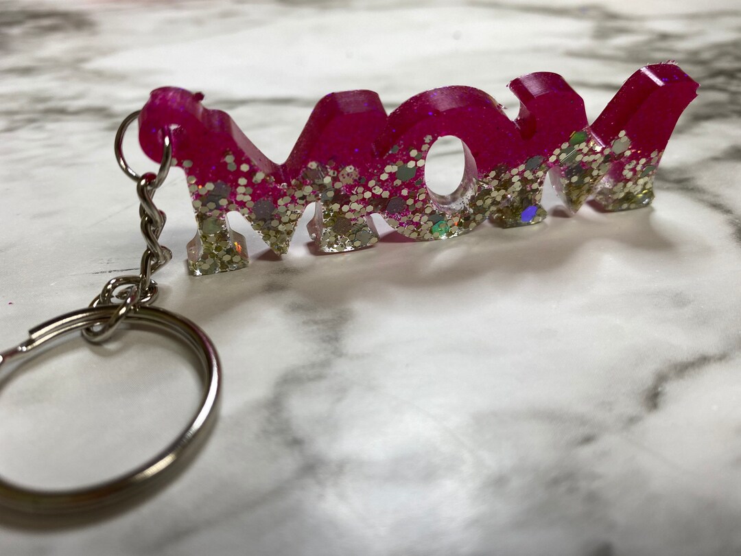 Glitter Mom Keychain - Etsy