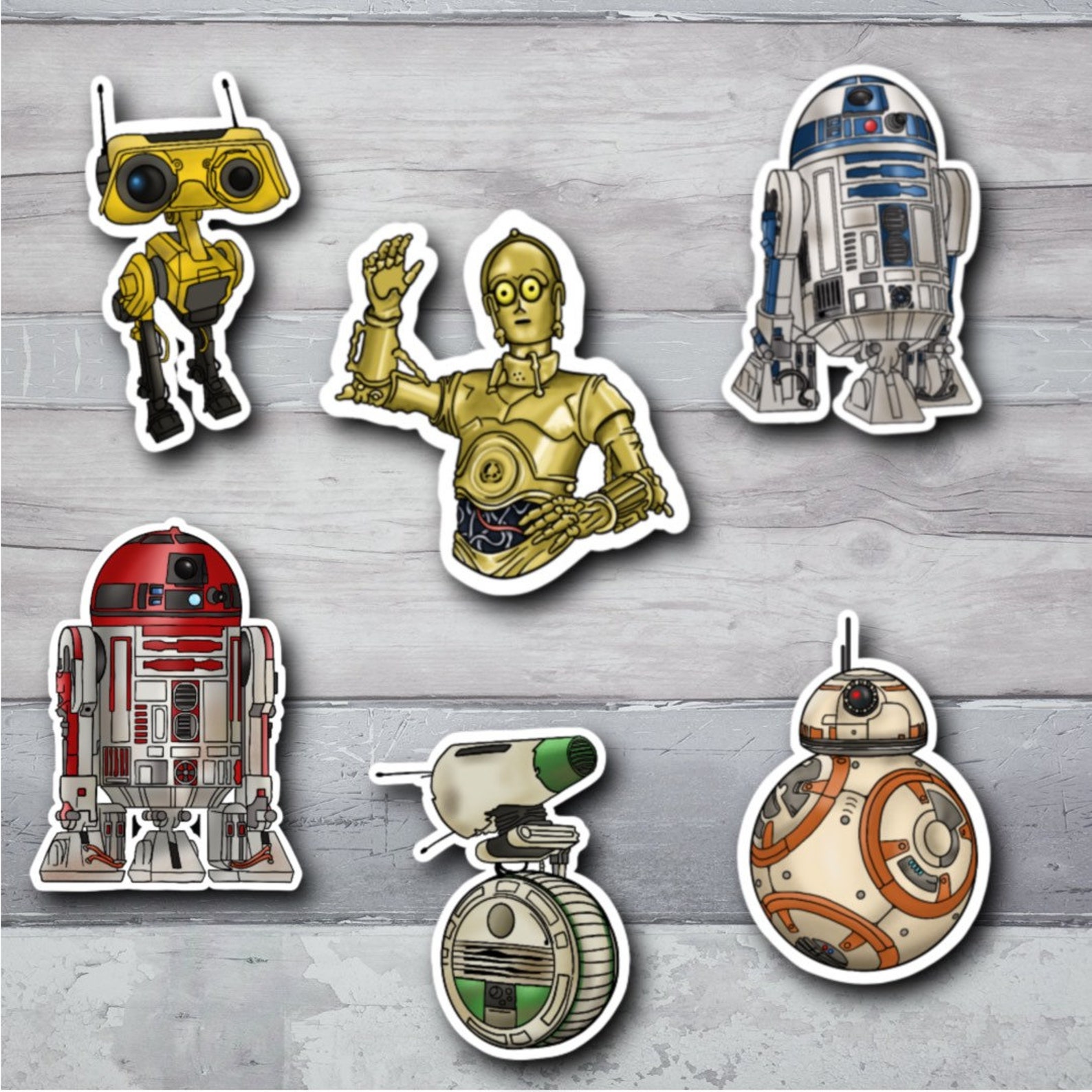 Star Wars Droid Assorted Stickers R2D2 C3PO BB8 BD1 | Etsy