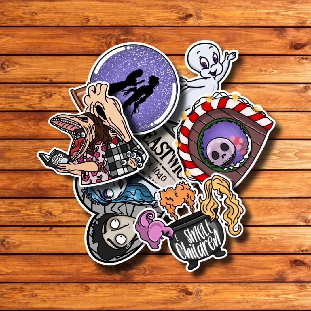 Spooky Movie Vinyl Stickers, Corpse Bride, Hocus Pocus, Edward ...