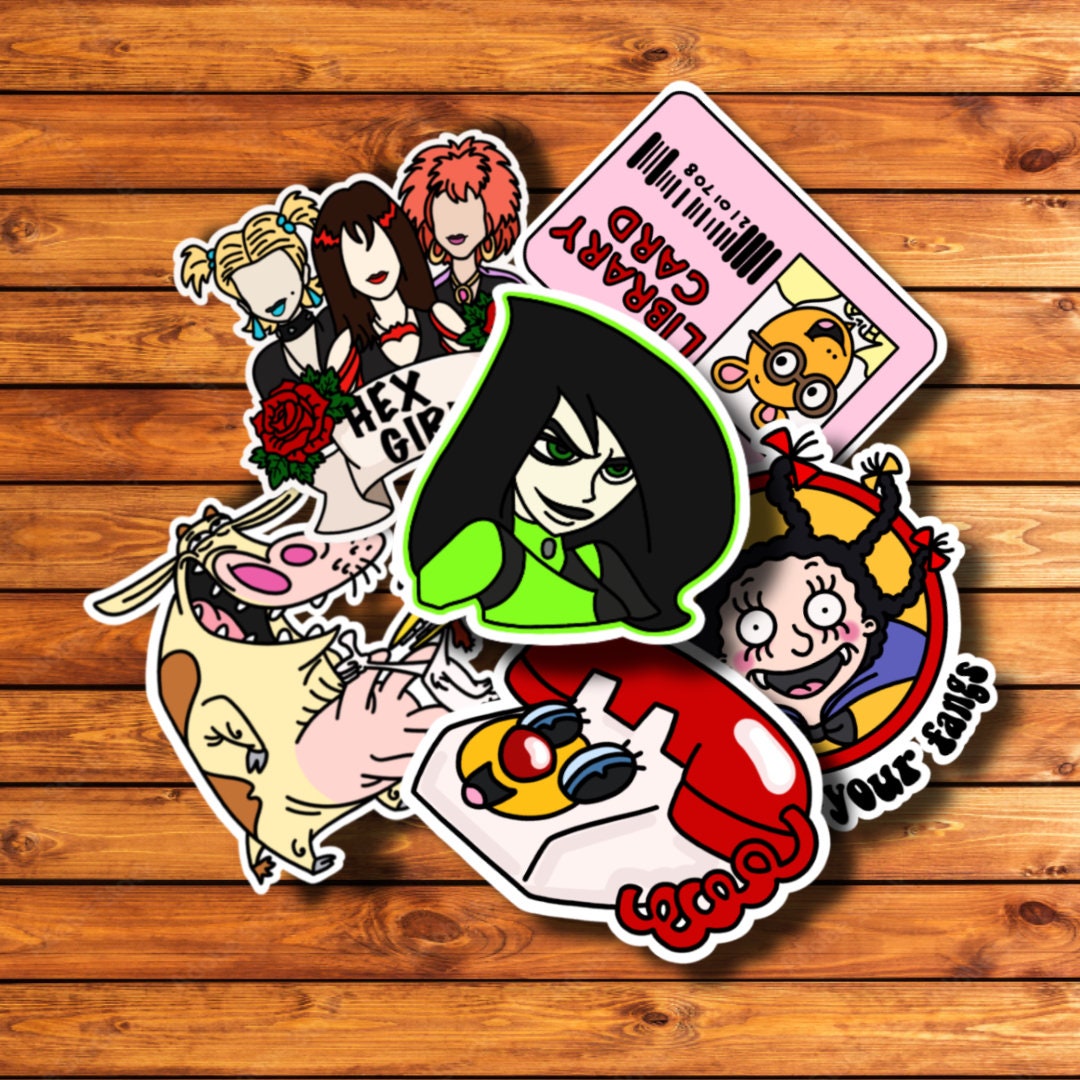 Cartoon Glossy Vinyl Stickers, Cow & Chicken, Powerpuff Girls, Arthur ...