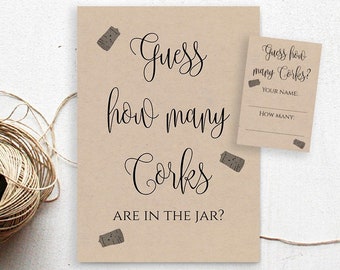 Guess How Many Corks Game Bridal Shower Couples Shower - Etsy