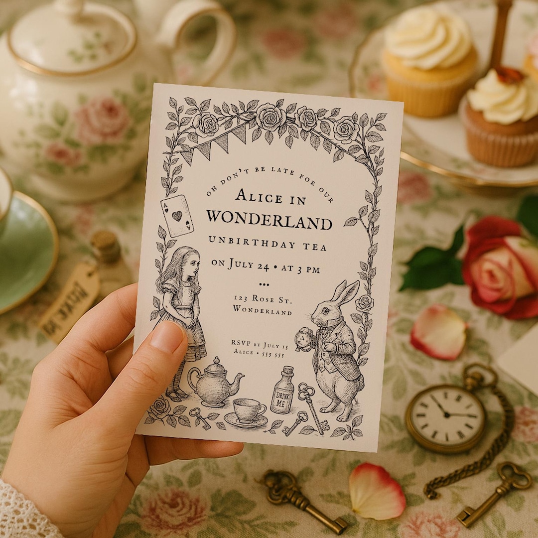 Alice in Wonderland Invitation | Vintage Victorian Unbirthday Tea Party ...