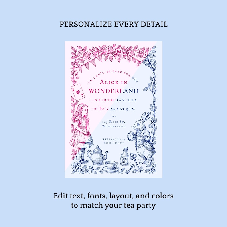 Editable Alice in Wonderland Invitation | Vintage Victorian Unbirthday ...