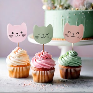 Kitty Cat Party Decorations – Two Printable Birthday Banners & Cupcake ...