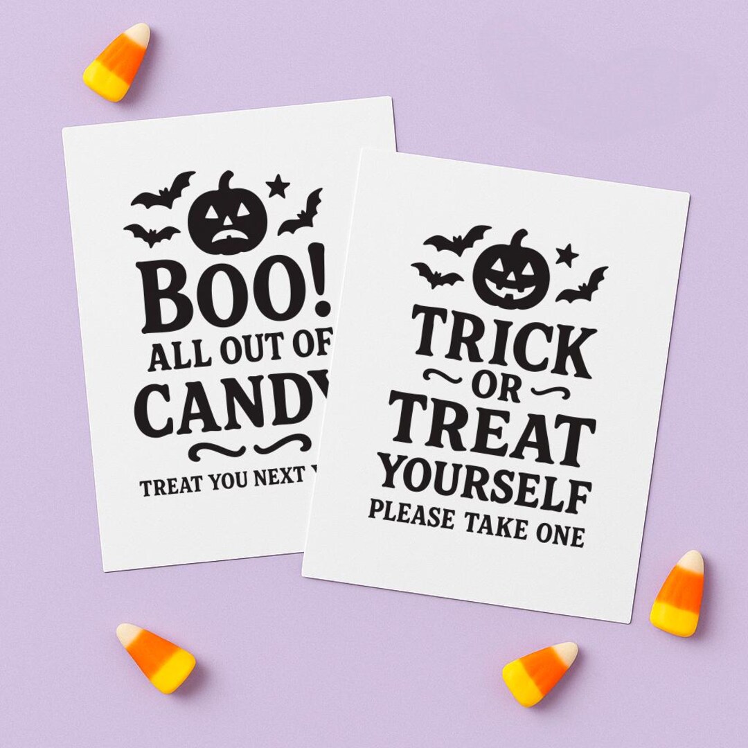Printable Halloween Trick or Treat Candy Sign | Please Take One & Out ...