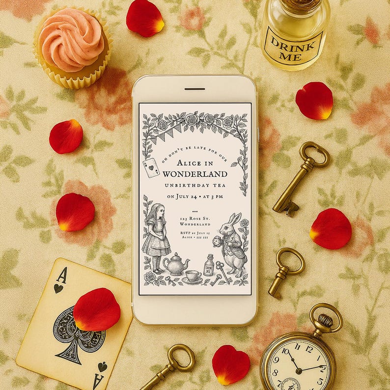 Alice in Wonderland Invitation | Vintage Victorian Unbirthday Tea Party ...