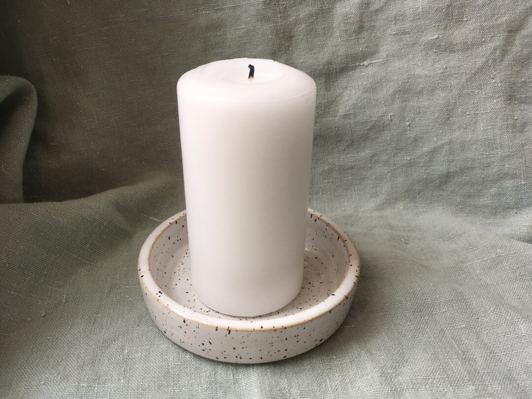 Hopies Stoneware Handmade Pillar Candle Plate,pillar Minimal Candle ...