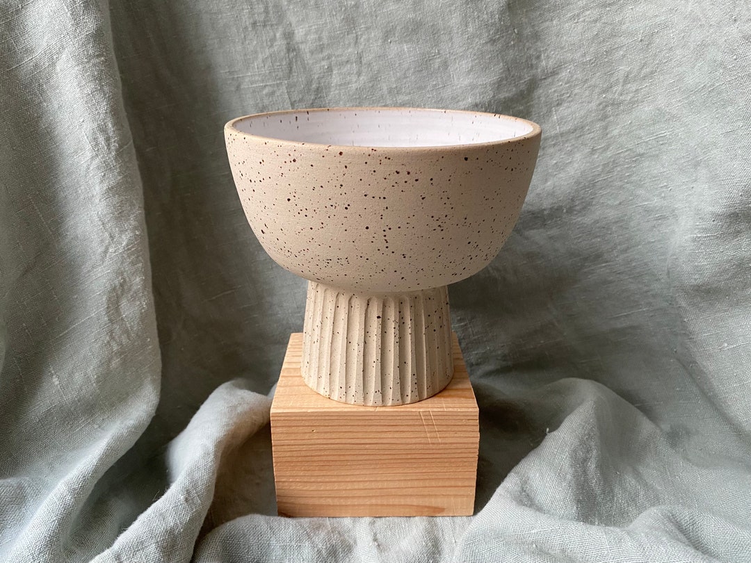 Hopies Handmade Stoneware Compote Bowl , Rustic Pottery, Ceramic Flower ...