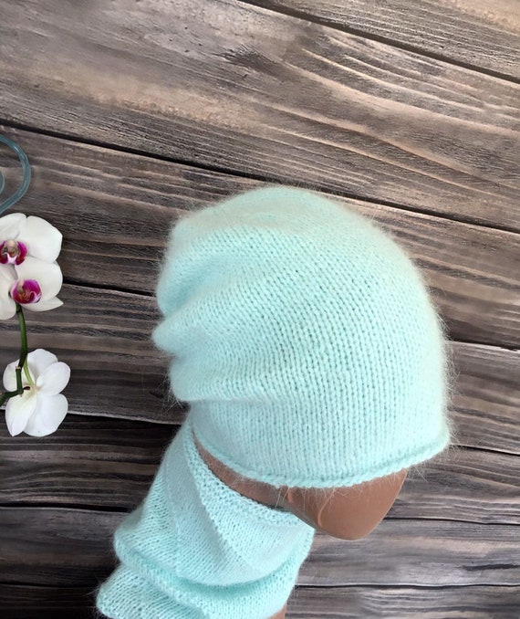 Fashionable warm and stylish hat Bini mint color Stylish | Etsy