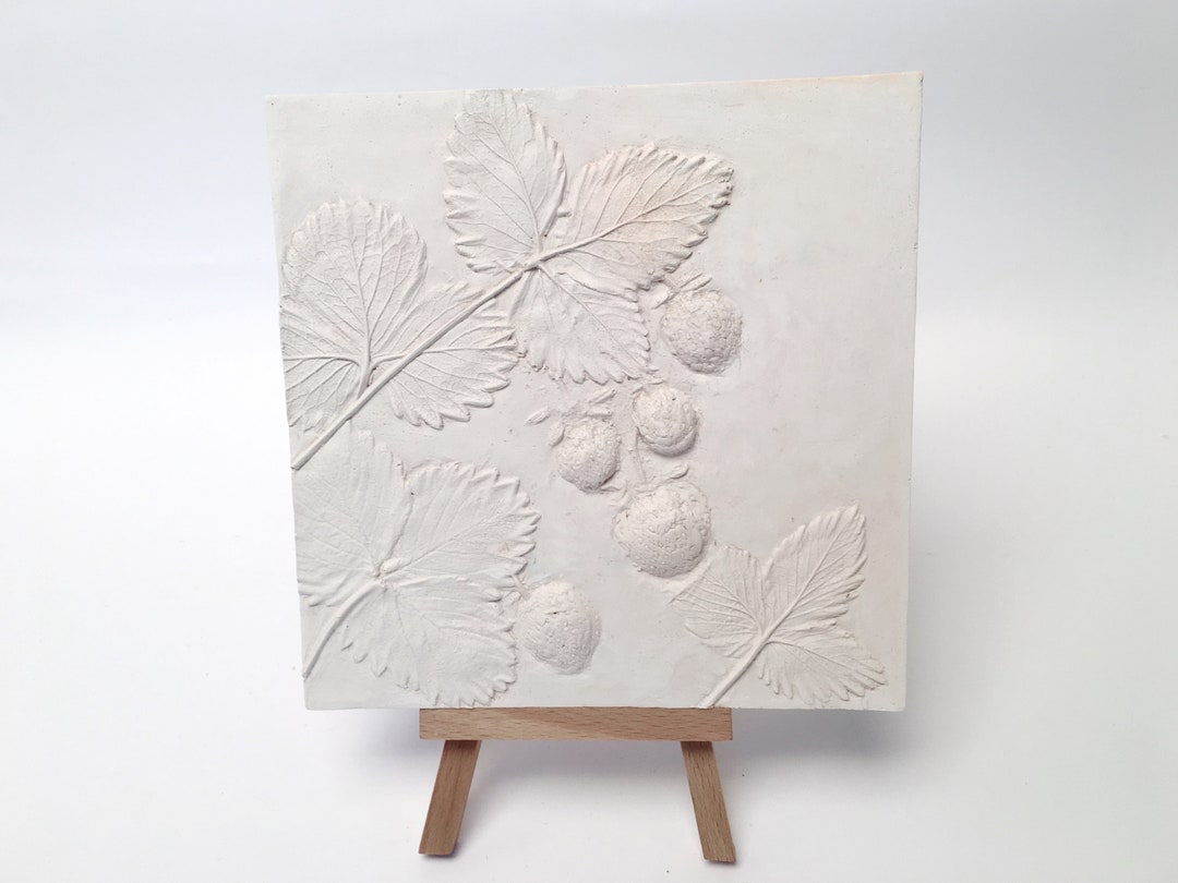 Tile Strawberry Cast. Botanical Decorative Unique Plaster Wall Art ...