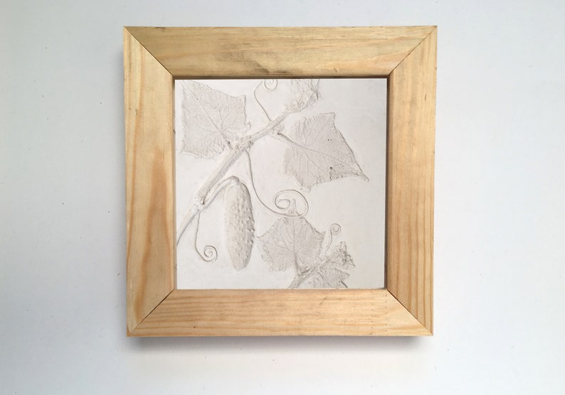Tile Cucumber Cast. Botanical Decorative Unique Plaster Wall Art Framу ...